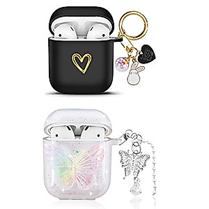 2 Pack Aiiko Airpods 2nd 1st Generation Case with Keychain