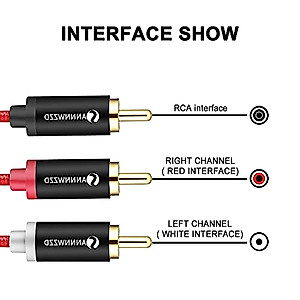 ANNNWZZD 10FT RCA Y-Adapter Splitter Cable, 1 Male RCA to 2 Male RCA Subwoofer Audio Cable