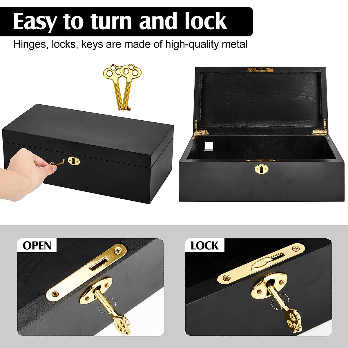 Mifoci 2 Pieces Wooden Adult Man Woman Toy Box Storage with Lock and Key Wooden Storage Box Lockable Keepsake Box Toy Box Organizer Locking for Personal Items, Jewelry, Keepsake