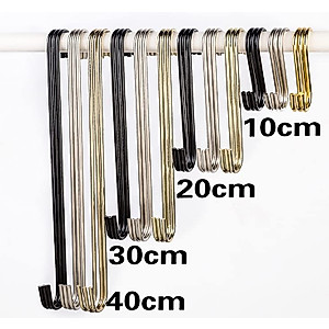 Extra Large 12 inch S Hooks for Hanging,S Shaped Hook Heavy Duty,Black Long S Hooks for Hanging Plant,Basket,Tree Branch,Closet,Garden,Pergola,Indoor Outdoor Uses 8 PCS