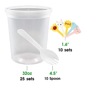 [50 Pack,3 Sizes] Food Storage Containers with Lids, 50 Combo Pack 8oz, 16oz, 32oz Airtight Deli Food Containers w 10 Spoons, BPA-Free Leakproof Takeout Meal Prep Dishwasher, Microwave, Freezer Safe