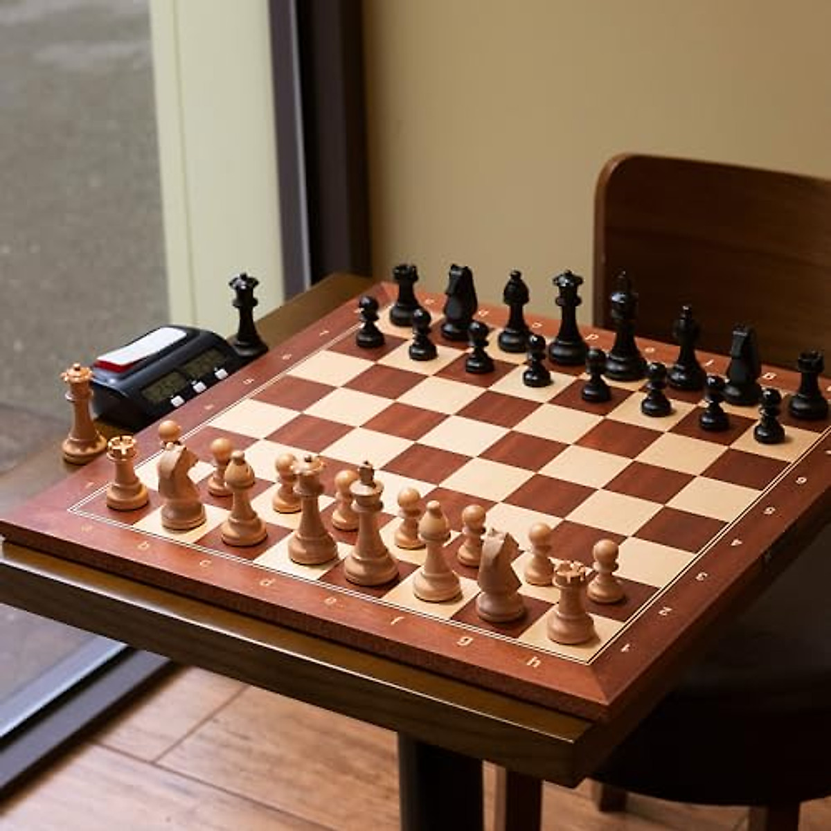 A&A 18.875" Professional Wooden Tournament Chess Board/Mahogany & Maple Inlaid /2.0" Squares w/Notation