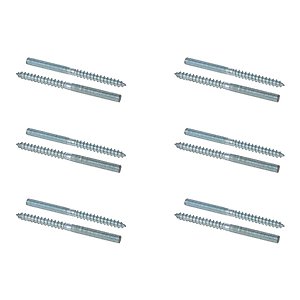 M6x80mm Zinc Plated Carbon Steel Double Headed Hanger Bolts 3.15 inch Length Self Tapping Screw for Furniture Installation Silver Blue Tone 12Pcs, (Bettomshin)