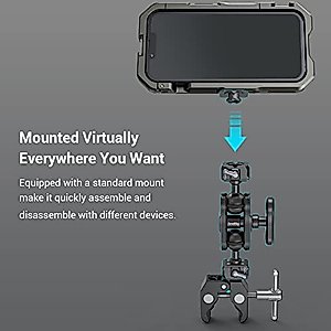 SmallRig Quick Release Ballhead Magic Arm 360° Rotation Articulating Magic Arm with 1/4" Screw, Drop-in HawkLock Camera Clamp for Field Monitor, Camera, Light, Max Load of 5kg, Aluminum Alloy - 3515B