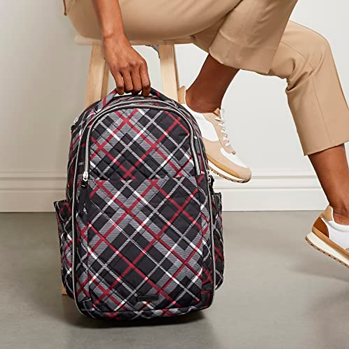 Vera Bradley Women's Performance Twill Travel Backpack Travel Bag, Peach Blossom Bouquet, One Size