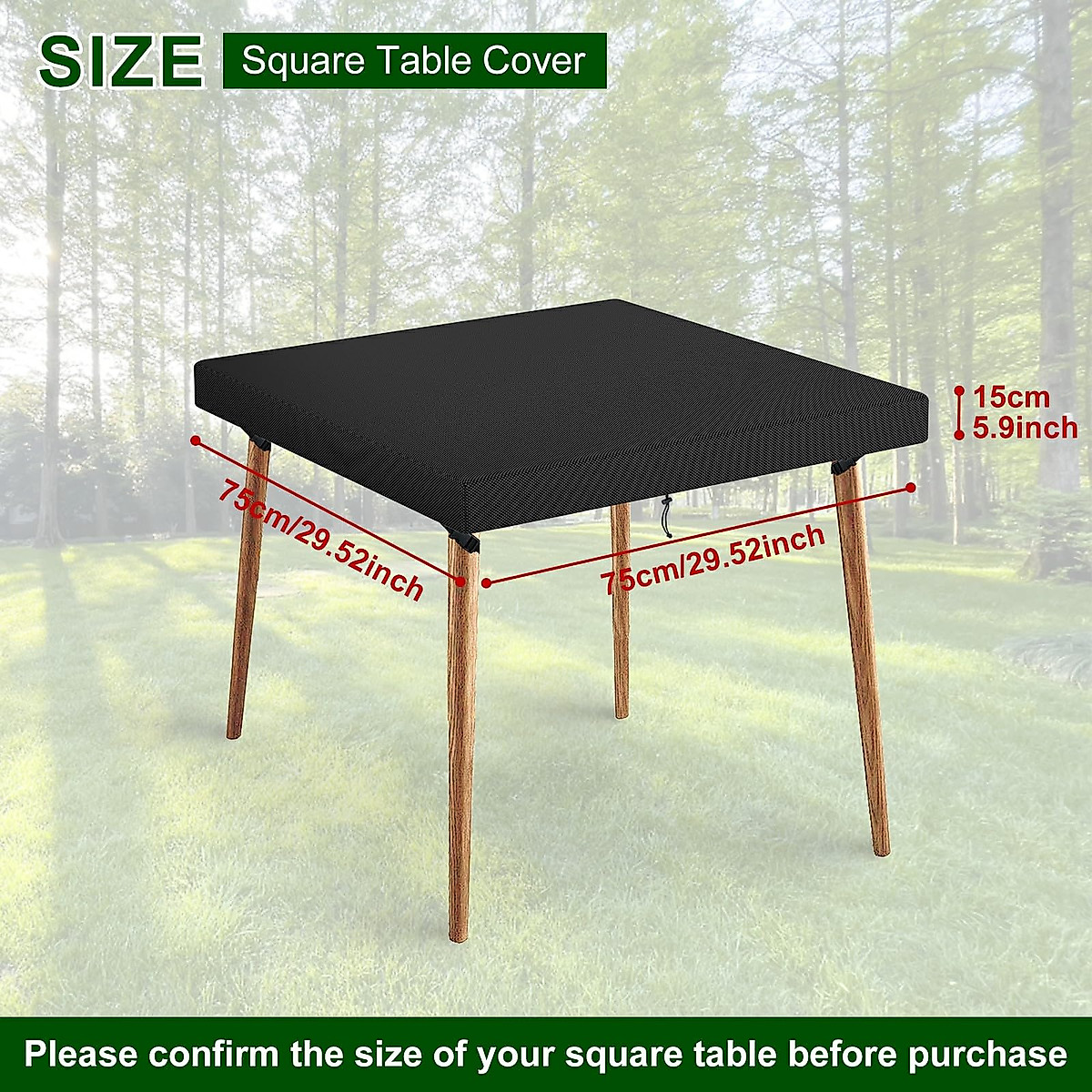 Delixike Outdoor Square Table Cover, Waterproof Patio Table Top Cover, Anti-uv Garden Furniture Covers,Fit for 27Inches Square Patio Furniture Outdoor/Indoor Use, Diameter 27.5inch