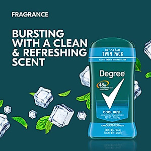 Degree Men Original Antiperspirant Deodorant Cool Rush Twin Pack 48-Hour Sweat & Odor Protection Antiperspirant For Men 2.7 oz