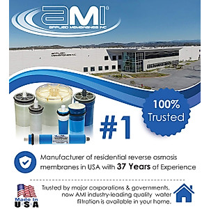 APPLIED MEMBRANES INC. 75 GPD Reverse Osmosis Membrane | RO Membrane Water Filter Replacement for Reverse Osmosis Water Filtration System | 1.8” x 12” Universal Compatibility | Made in USA