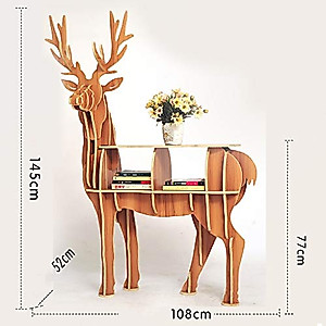 ROLTIN Storage Shelf DVD Bookcase Storage Rack Bookshelf Animal Shelf Male Deer Shape Flower Stand Model Room Coffee Table Clothing Store Landing Decoration (Size : 108 * 52 * 1