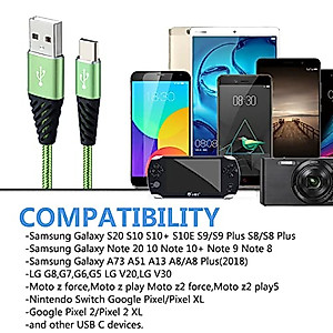 Aurnoet USB C Cable 4pack 6ft Type C Charger Nylon Braided USB C Charger Cord Fast Charging Cable for Samsung Galaxy S21 S20 S10 Plus Note 10 LG Google Pixel Moto etc