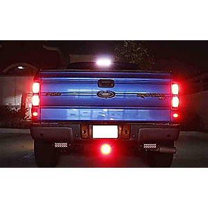 iJDMTOY Smoked Lens 15-LED Tow Hitch Receiver Brake Tail Light w/Strobe Feature Compatible With Truck SUV Trailer Equipped Class 3/4/5 2-Inch Towing Adapter Hole