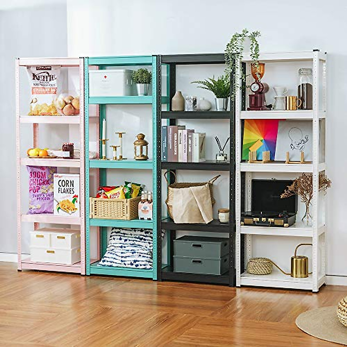 Lomani 5-Tier Heavy Duty Adjustable Garage Shelf, Storage Rack, Steel Organizer Rack-Green
