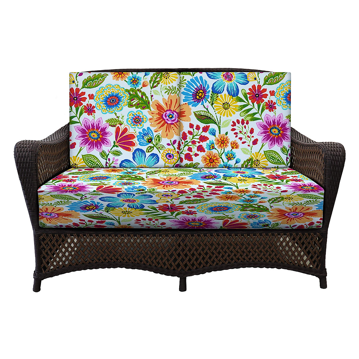 RSH DECOR: Deep Seating Foam Loveseat Cushion Set | 46” x 26” Loveseat | All-Weather Spun Fabric | Outdoor Foam Settee and Back Cushions for Patio Furniture | Gregoire Fresco