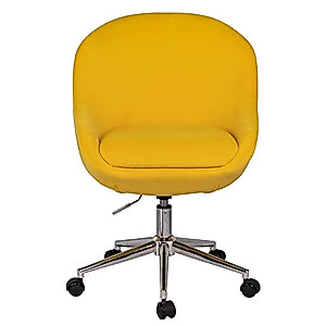 ANOUR Velvet Home Office Desk Chair,Modern Task Chair with Upholstered Backrest,360° Swivel Adjustable Armchair for Office,Home,Living Room,Bedroom Yellow