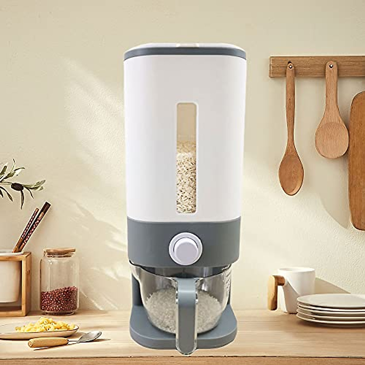 CREAMOON 23Lbs Rice Dispenser Cereal Dispenser Countertop Large Sealed Grain Container Dry Food Dispenser Rice Bucket Rice Storage Box Grain Storage--A Neat Way to Store Rice