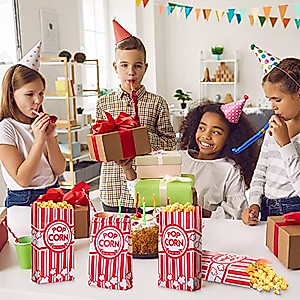 Paper Popcorn Bags 2 oz Grease Resistant Popcorn Bags Individual Servings Tear Resistant Popcorn Holders Red and White Container Popcorn for Carnival Movie Party Supply, 5.5 x 2 x 11.2 Inch (500 Pcs)
