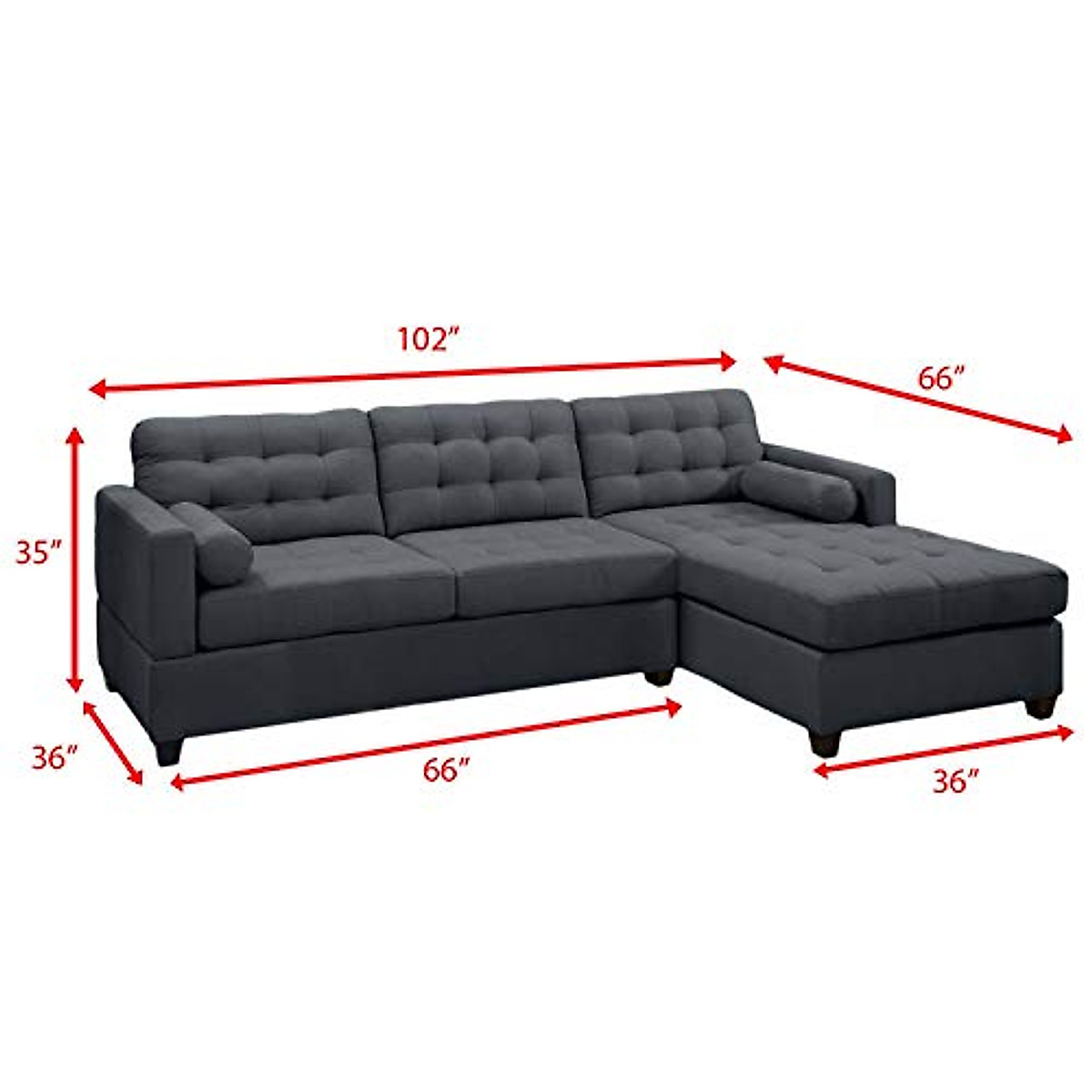 Poundex Sofas, Slate Black