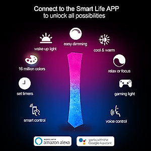 MAYOMAJO 61 Inch Smart Floor Lamp, Soft Light RGB Color Changing, Voice Control, Compatible with Alexa & Google Home, Music Sync Mood Lighting for Living Room Bedroom Party Decor