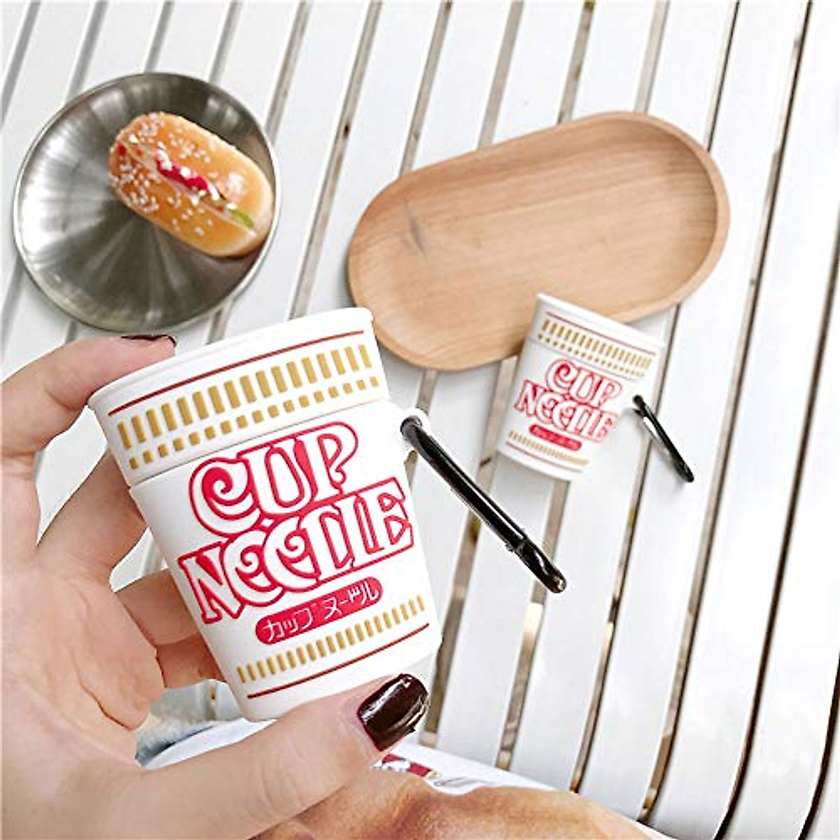 TOU-BEGUIN Charging Case Compatible with Airpods 1/2,Cute Noodles Box Creative Instant Food Container Design Full Protective Earphone Skin Cover