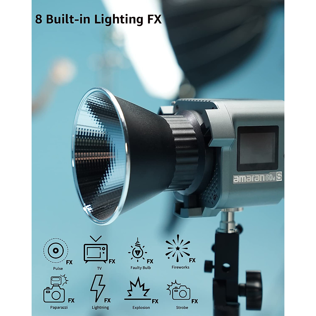 Aputure amaran 60dS Video Lighting,amaran 60d Studio Light,60W COB Daylight Bowens Mount Point-Source LED Video Light,App Control,Photography Lighting(amaran 60dS)