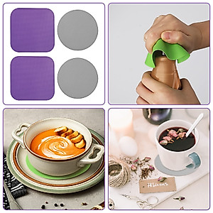 4pcs Jar Opener Gripper Pads, Rubber Jar Grippers Multi-function Jar Opener for Seniors with Weak Hands Kitchen Coasters (Grey, Purple)