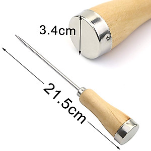Fireboomoon 3 Pack Stainless Steel Ice Pick with Safety Wooden Handle for Home Kitchen Restaurant Bar(8.5 Inches)