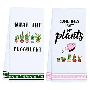 LXOMILL Funny Kitchen Towels, Plant Lover Gifts for Women Gardener, Plant Lady Mom Gifts, Housewarming, Friend Birthday Gift, Succulent Cactus Plant Gifts