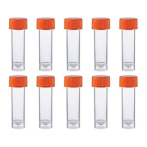 CCTVMTST 5ml Plastic Graduated Vial Storage Container Test Tubes with Orange Screw Caps, 50pcs