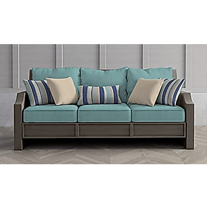 Honeycomb Outdoor Textured Solid Coastal Blue Deep Seating Patio Cushion Set: Resilient Foam Filling, Weather Resistant, Stylish Set, Seat: 24" W x 23" D x 6.5” T; Back: 27" W x 24” L