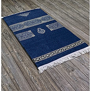 Modefa Turkish Islamic Prayer Rug - Foldable Orthopedic Foam Prayer Mat Janamaz - Thick & Comfortable Padded Muslim Praying Mat for Men & Women - Ramadan or Eid Gift - Luxury Meccan (Deep Blue)