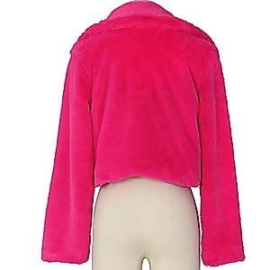 HHmei Raincoats | Fashion Women Coat Fluffy Fleece Turn-Down Collar Faux Fur Top Short Loose Coat/red Trench Dress Black Wool Pea Bubble Plaid Long rain with Hood lab Winter Faux Fur waterproo