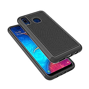 Dahkoiz for Samsung Galaxy A20/A30 Case with Tempered Glass Screen Protector, Dual Layer Drop Protection Cover Protective Phone Case for Samsung Galaxy A20/A30, Black