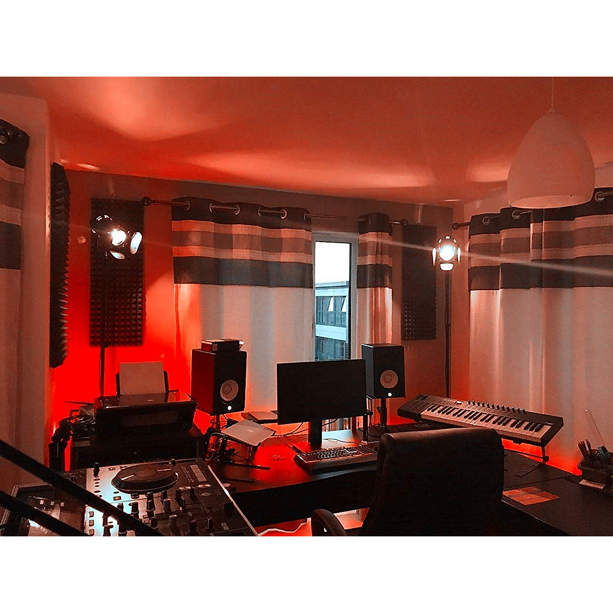 XIHOME Vintage Industrial Black Retro Tripod Adjustable Floor lamp Parking Light, 5 Meter Cable with Foot Switch Parking Light Tripod gooseneck for Living Room Bedroom Office bar Lighting (Pack of 2)