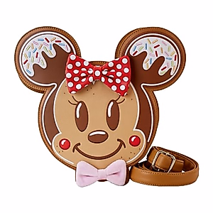 Loungefly x Disney Mickey and Minnie Gingerbread Cookie Figural Crossbody Bag -Disney Lover Disneybound Christmas Holiday
