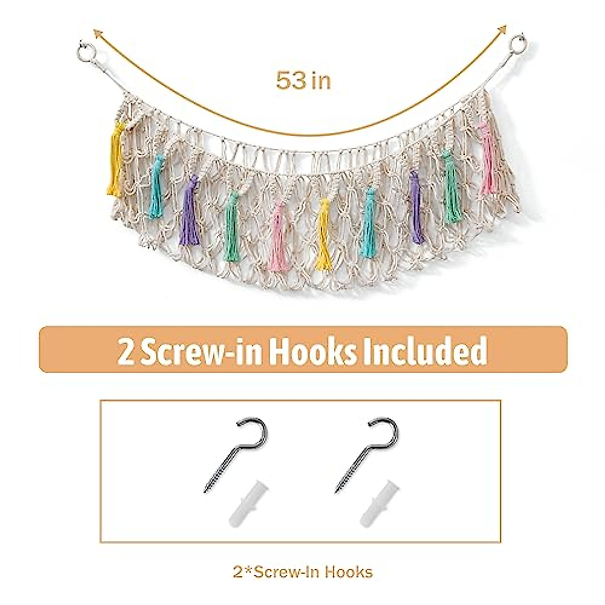 Stuffed Animal Net or Hammock, Macrame Plush Toy Holder, Large Handmade Wall Hanging Stuffed Animal Storage Mesh, Boho Doll Organizer Hammock for Kid's Room, Nursery, Bedroom, Playroom