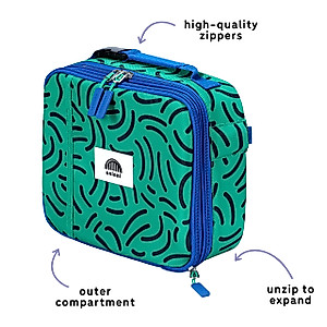 Uninni Strokes Insulated Lunch box for Kids - Age 3+ with Leak-Resistant Storage, Mesh Pocket, Removable Divider for Snacks, Sandwiches and Drinks, BPA-Free Food-Grade lunch bag kids, Girls and Boys