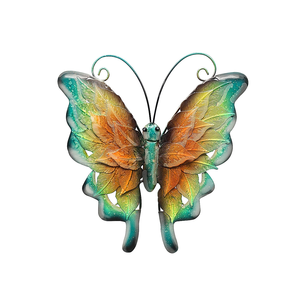 Bownew Butterfly Wall Decor Metal Outdoor Garden Hanging Art Insect Theme Decorations for Home, Yard and Patio - Yellow