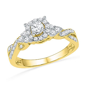Dazzlingrock Collection 10kt Yellow Gold Womens Round Diamond Solitaire Twist Bridal Wedding Engagement Ring 1/2 ctw