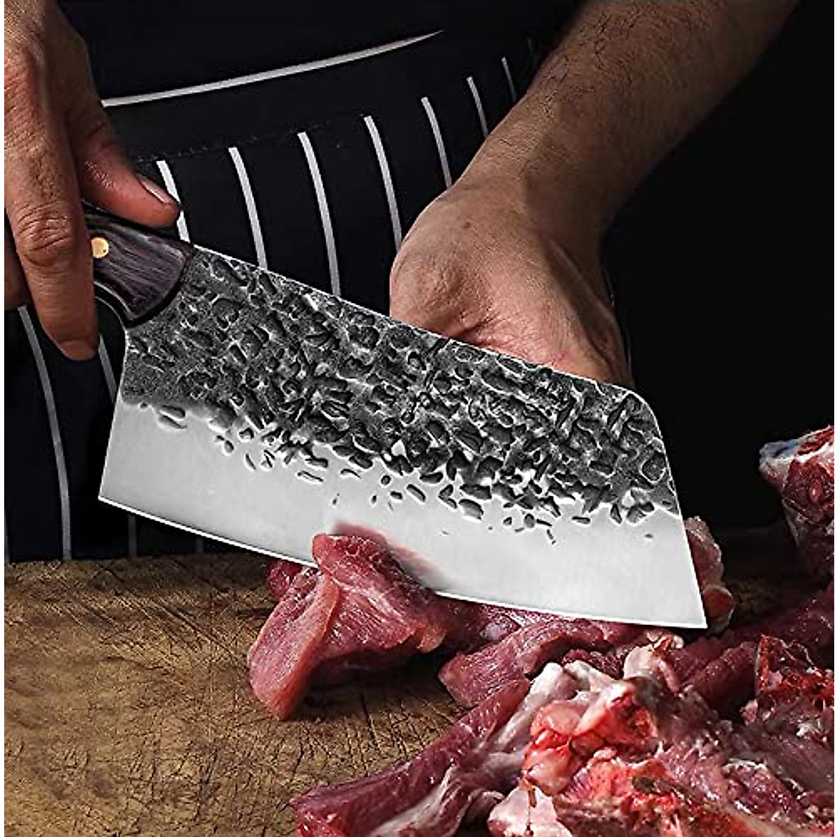 ZENG JIA DAO Bolster Boning Knife Fillet Knife with Sheath 7 inch Forged HC Steel Blade for Beaf and Turkey Deboning Filleting, and Trimming with Gift Box Meat Cleaver For Kitchen Outdoor BBQ Camping