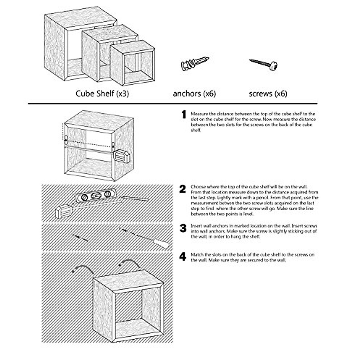 Wallniture Compact Living Room Decorative Display Cubes Floating Shelves Set of 3 White