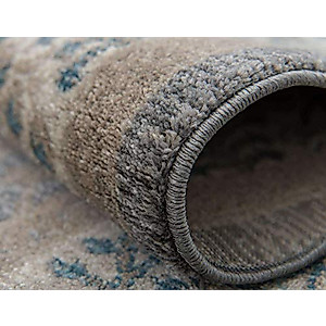 Unique Loom Salzburg Collection Area Rug - Gneis (6' 1" x 9' Rectangle, Gray/ Ivory)