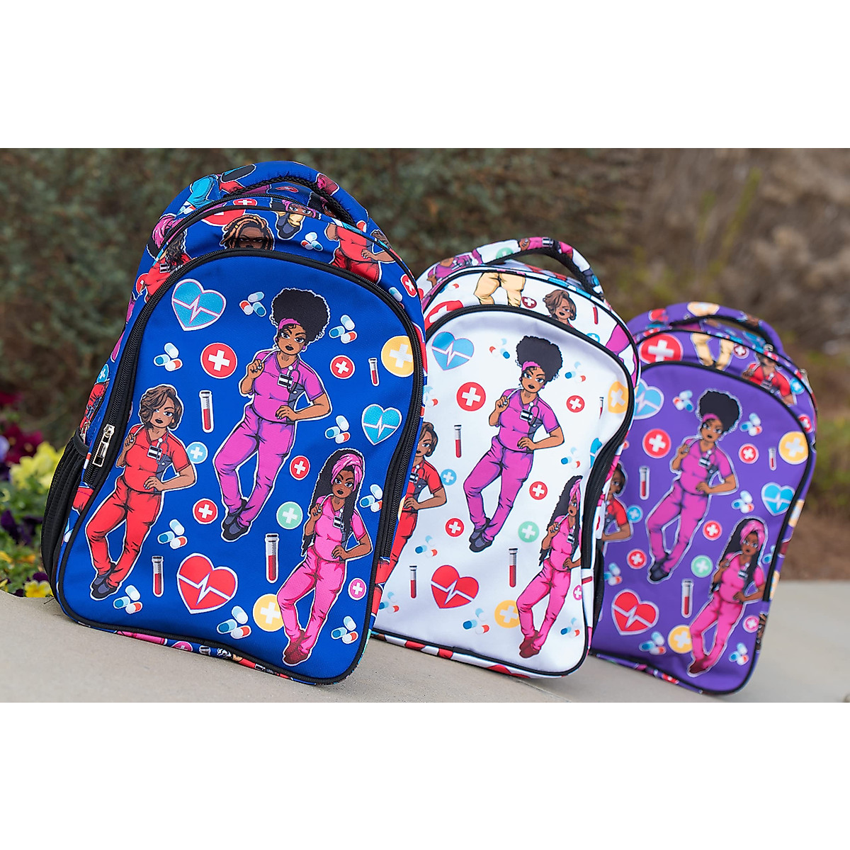 Reflections by Zana Cuties Backpack for African American Nurses, Students, And Healthcare Workers - Durable & High-Capacity Carry Laptops up to 17 Inches - Black