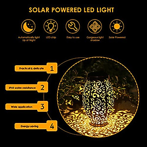 2 Pack Solar Lanterns Outdoor Waterproof, Hanging Lanterns Solar Powered Garden Lanterns Metal Decorative Solar Lights for Patio Yard Pathway Walkway (Auspicious Cloud 2 Pack)