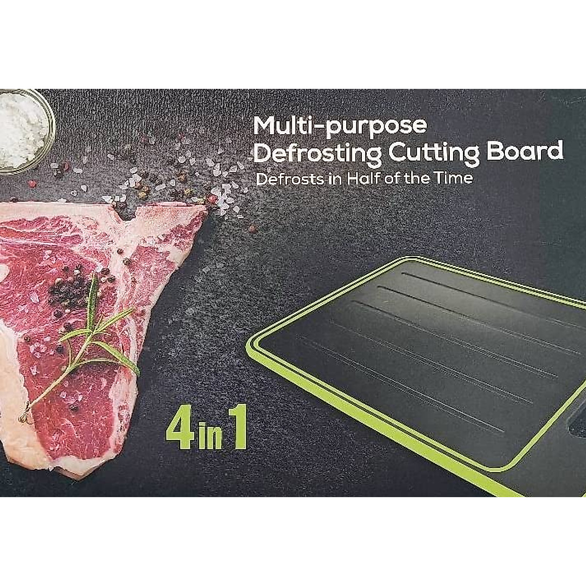 Bandeja de Descongelación - Tabla de cortar 4 en 1, Tabla Multifuncional con Afilador de Cuchillo, Rallador de ajo, Tabla para descongelar carne, Tabla de cortar antideslizante doble cara.