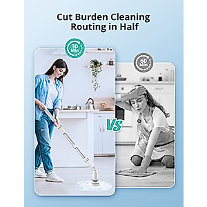 Electric Spin Scrubber, Voweek Cordless Cleaning Brush with Adjustable Extension Arm 4 Replaceable Cleaning Heads, Power Shower Scrubber for Bathroom, Tub, Tile, Floor