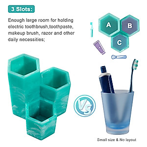 SZYRL Toothbrush Holder for Bathrooms Toothpaste Holders Stand Bathroom Organizer for Toothbrush Makeup Brushes Holder Resin of Marble Pattern