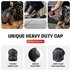 NoCry Professional Construction Knee Pads for Men and Women with Non Slip Heavy Duty Cap and Ankle Support - Soft Foam Cushion and Gel Knee Pads for Construction - Work Knee Pads with Durable Straps