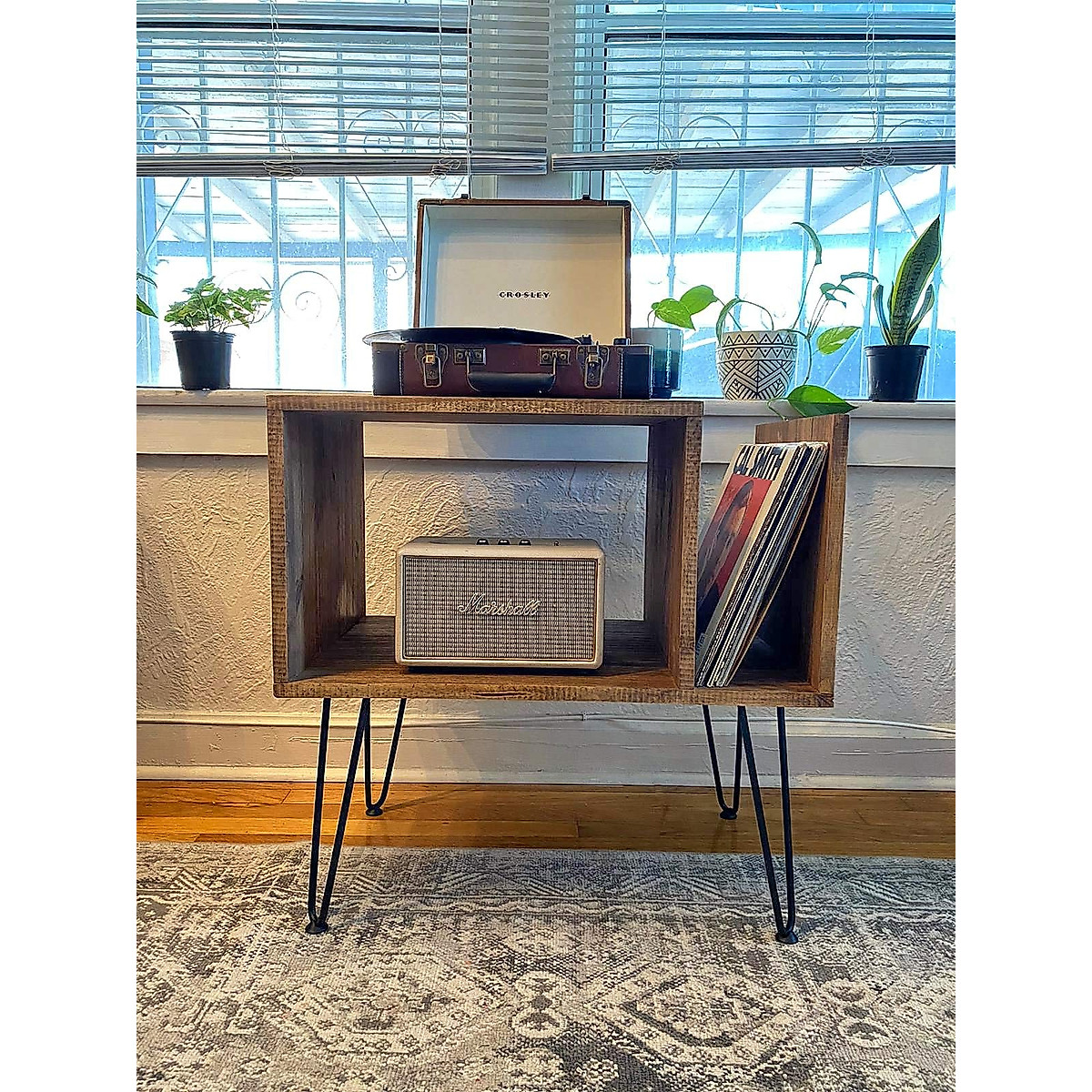 Table For Record Player Stand Cabinet MCM Mid Century Modern with Hairpin Legs