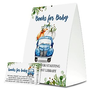 Yuansail Book Request For Baby Shower, books for baby cards, 1 Sign & 50 Cards Per Pack – (bb008-book)