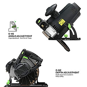 GALAX PRO 12A 5500RPM Corded Circular Saw with 7-1/4" Circular Saw Blade and Laser Guide Max Cutting Depth 2.45" (90°), 1.81" (45°) for Wood and Log Cutting